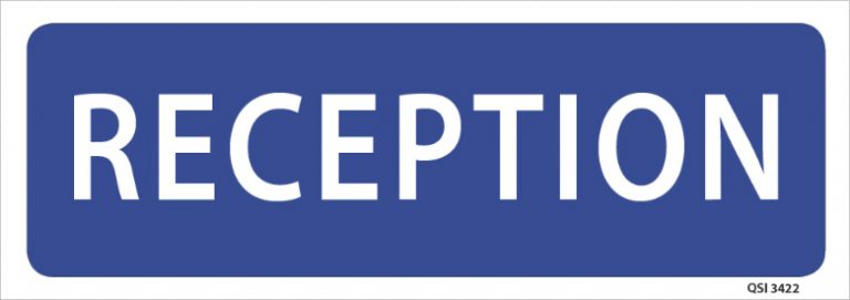 Reception Sign White On Blue - Industrial Signs