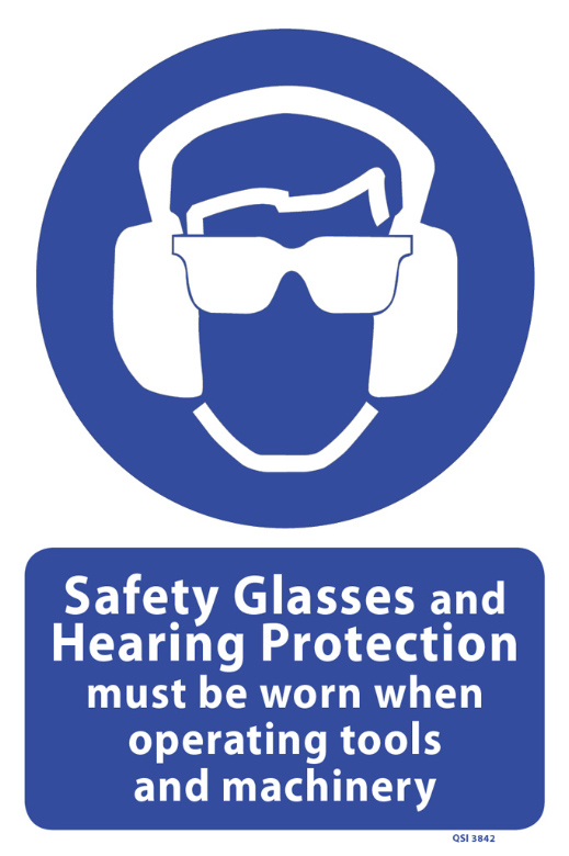 Safety Glasses And Hearing Protection - Industrial Signs Safety Glasses And Hearing Protection - Industrial Signs