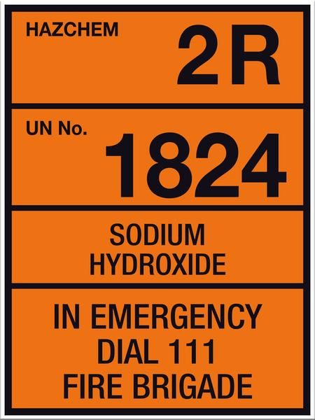 Hazchem Sodium Hydroxide 2R UN1824 - Industrial Signs