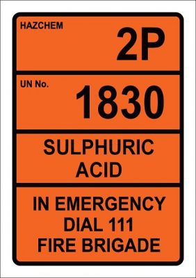 Hazchem 2P UN1830 Sulphuric Acid - Industrial Signs